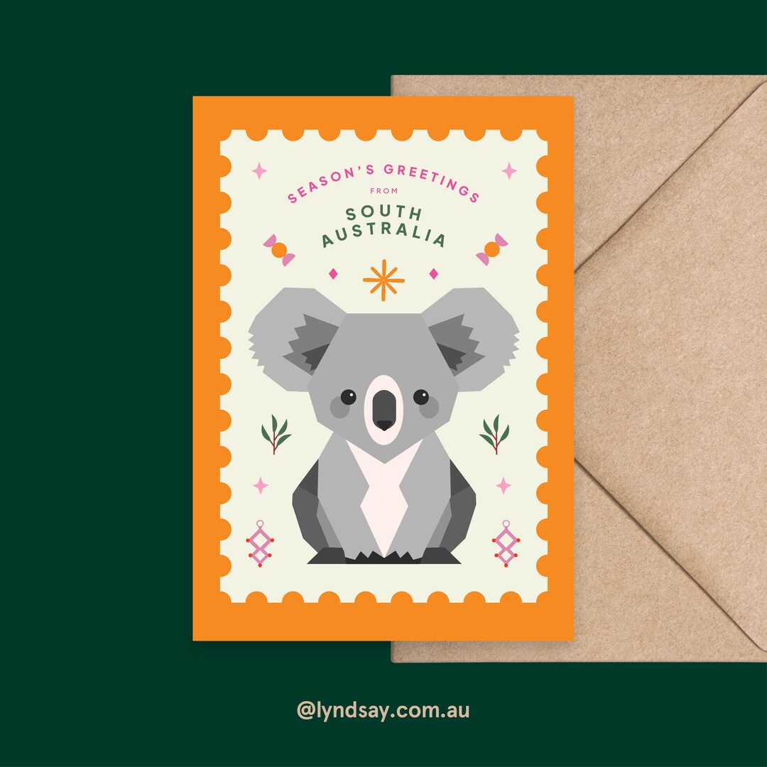 Hand Illustrated Koala Christmas Card: Adelaide Holiday Greeting - Etsy