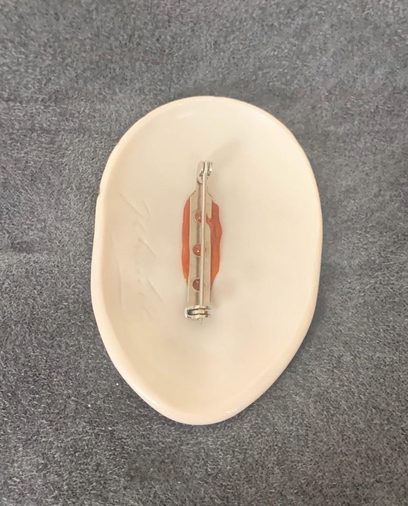 Vintage Gabriella 1970s Art Deco Porcelain Women’s Face Pin/brooch W ...