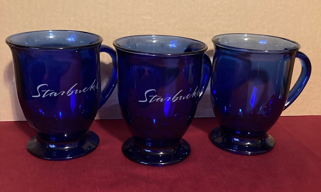 Set of Three Starbucks Cobalt Blue Mugs. - Etsy