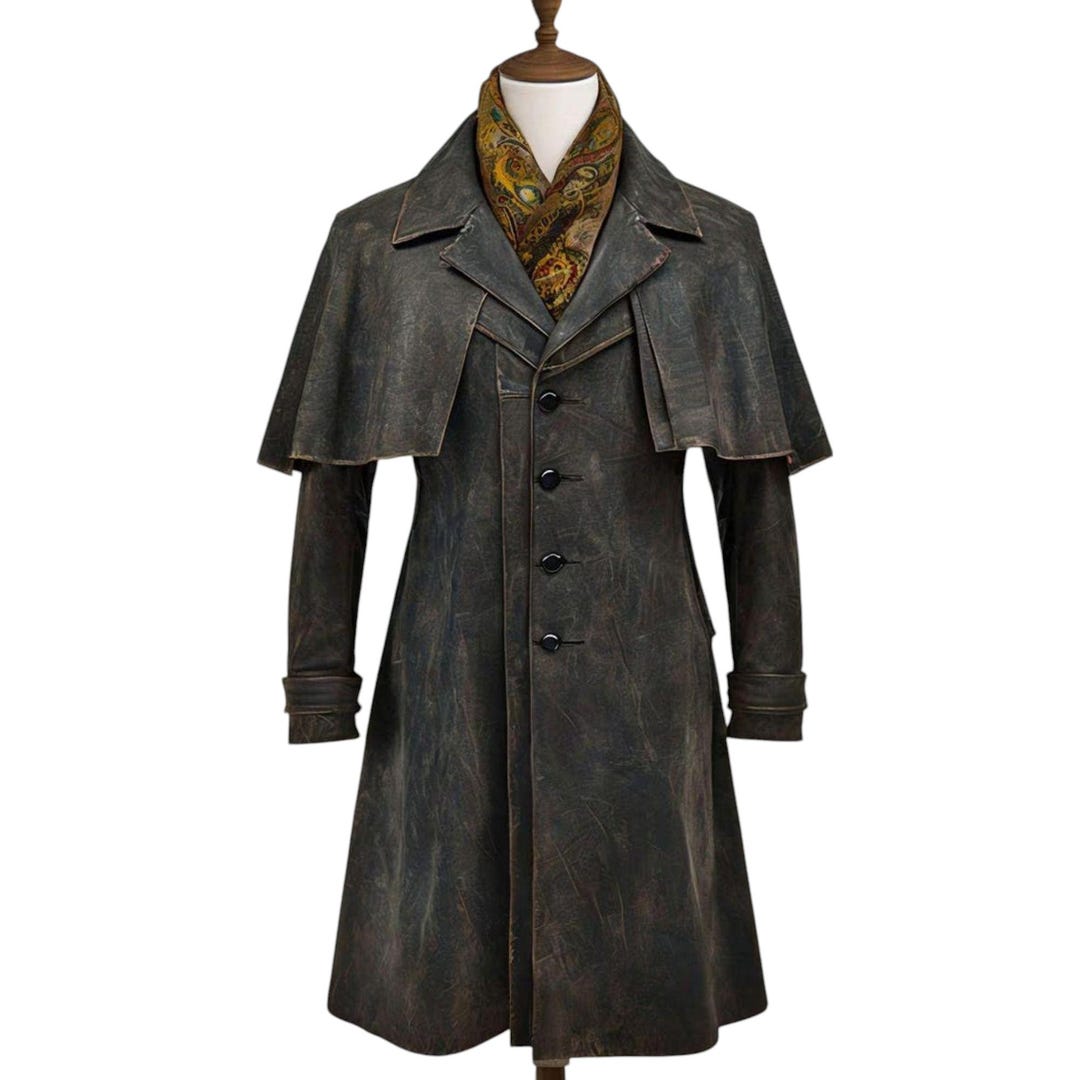 Bloodborne Hunter Cosplay Leather Coat, Distressed Long Trench Coat ...