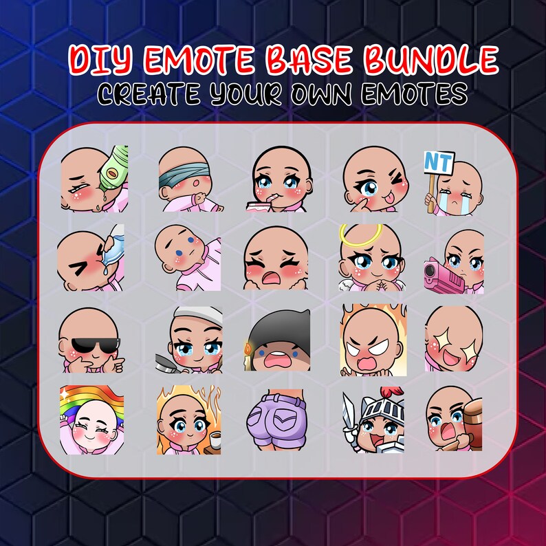 Paquete base de gestos DIY / Plantilla de 120 gestos Chibi humano ...