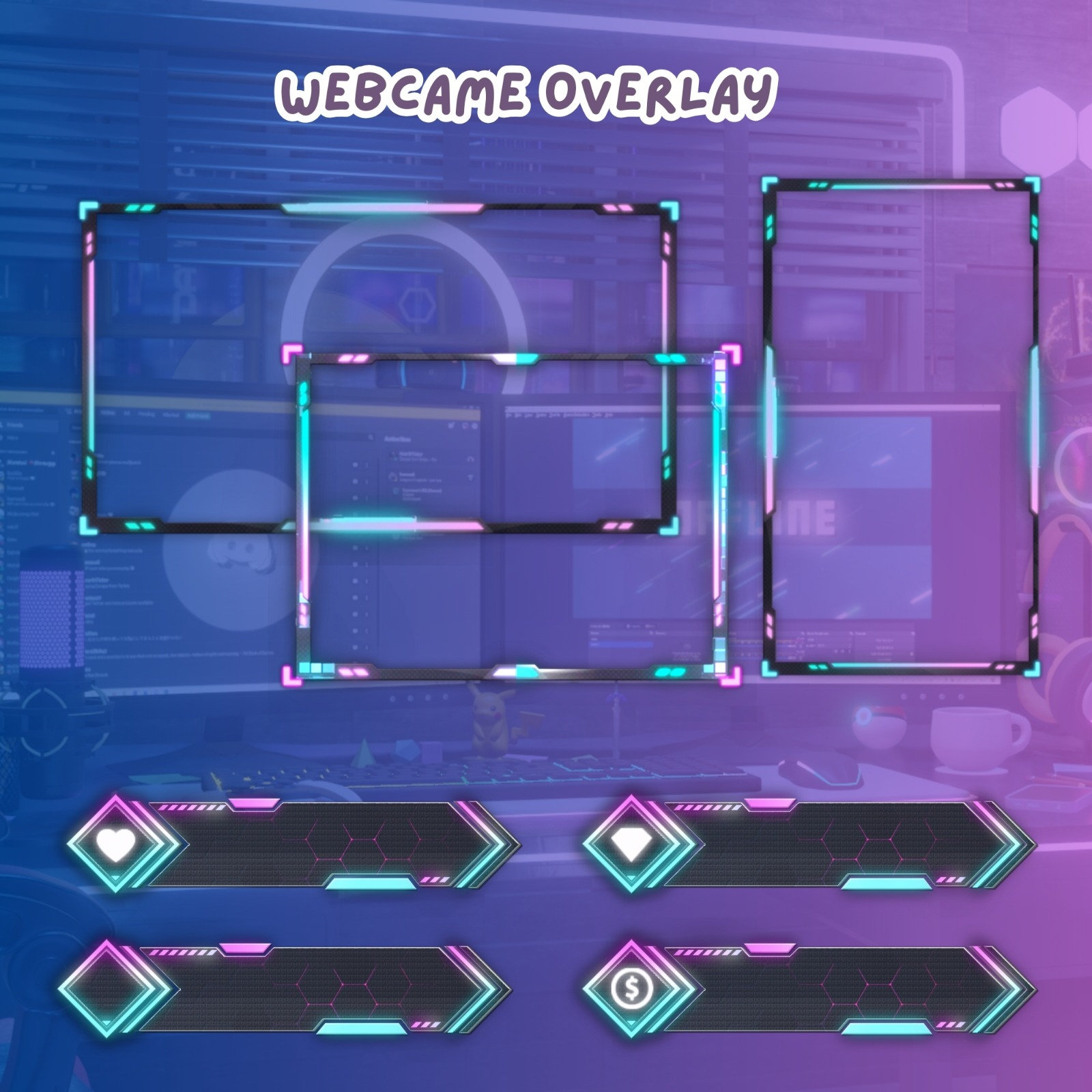 Twitch Animated Overlay Pack for Stream Gamer HQ Twitch Neon Overlay ...