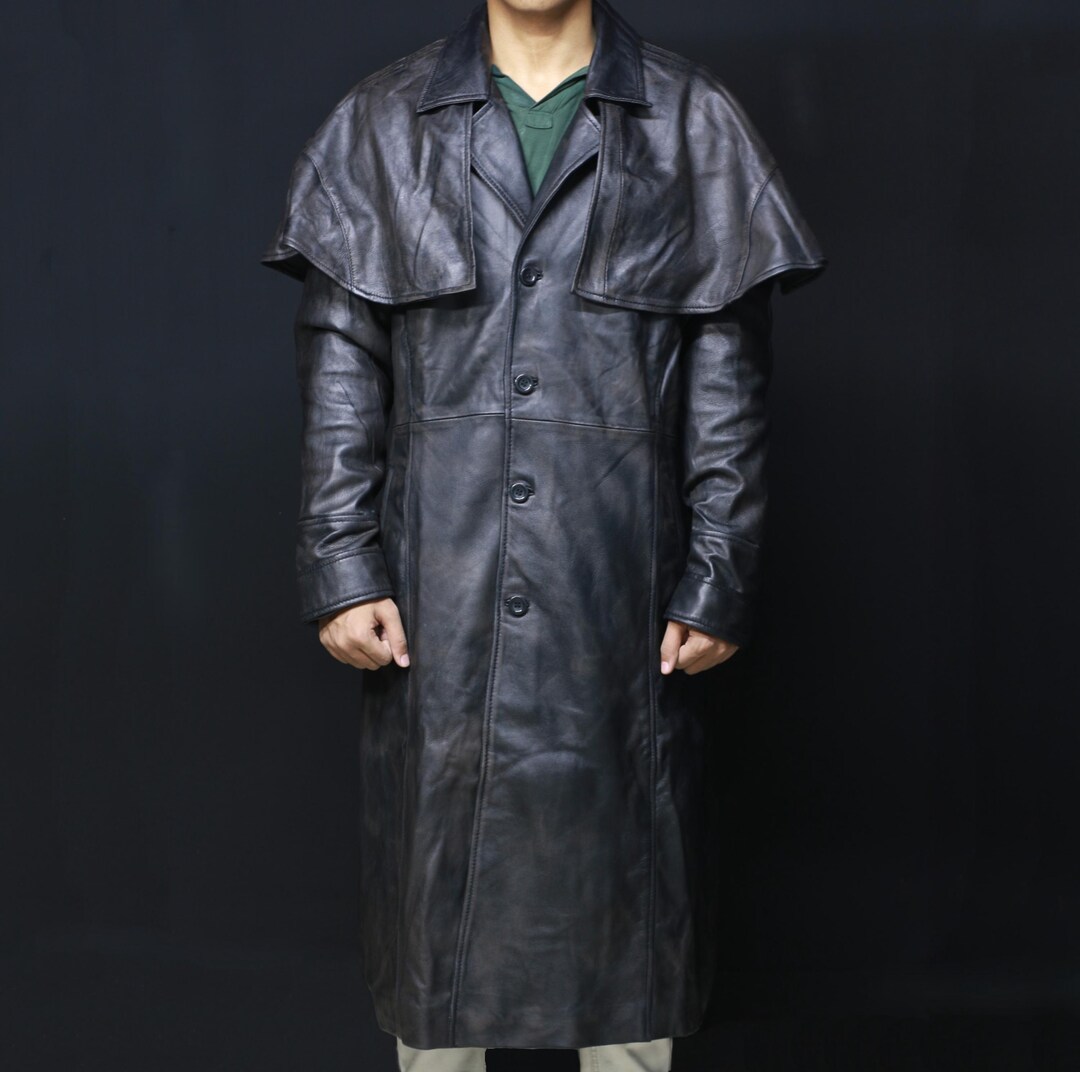 Bloodborne Hunter Cosplay Leather Coat, Distressed Long Trench Coat ...