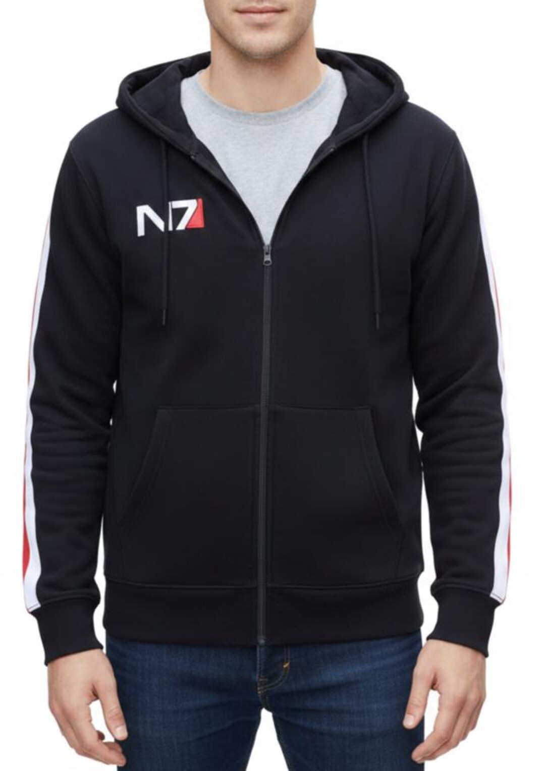 Mass Effect N7 Hoodie Black | Gaming Cosplay Zip Hoodie, Gift for Him ...