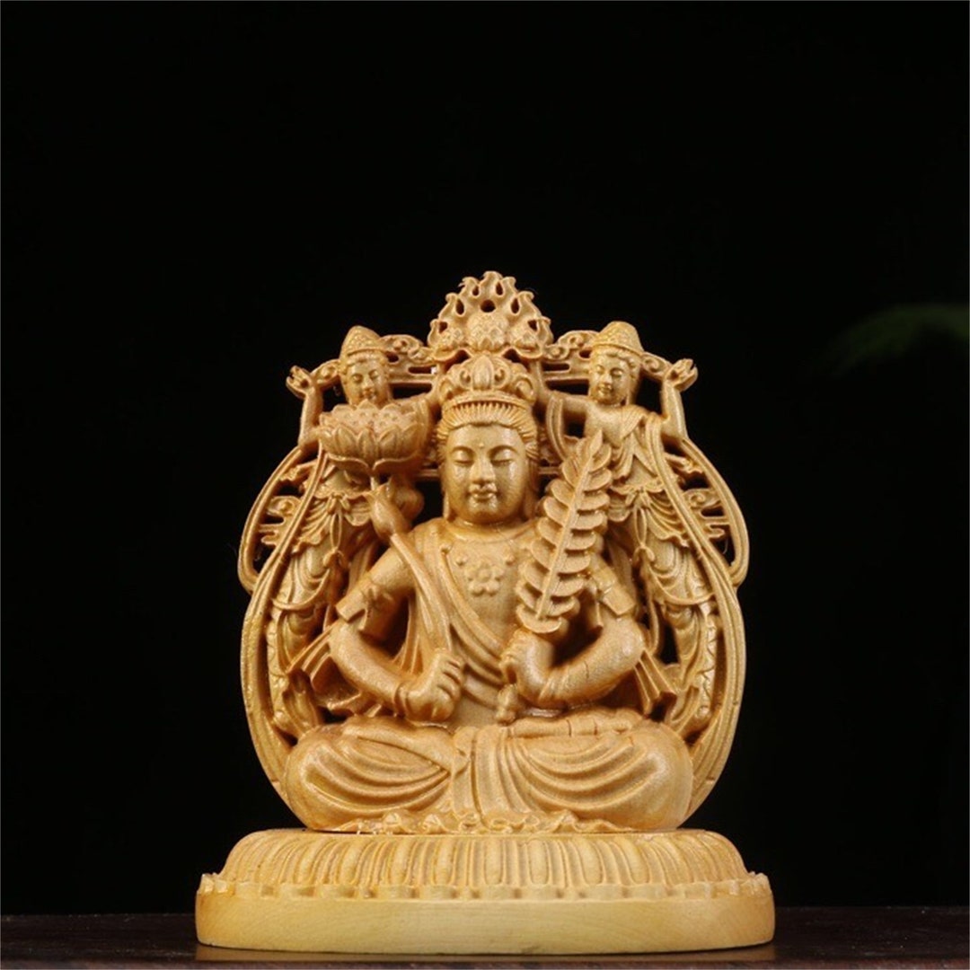 Pure Solid Wood Buddha Statue Wood Carving Double-sided - Etsy
