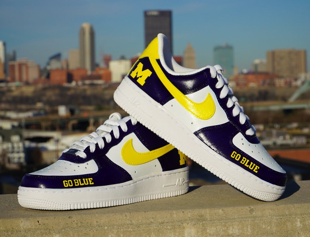 University of Michigan Painted Nike Air Force 1 - Etsy