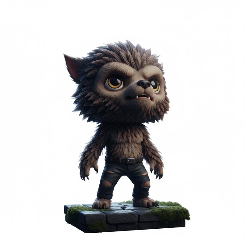 Chibi Werewolf 3D Print File | Halloween Monster Model (STL, OBJ, FBX ...