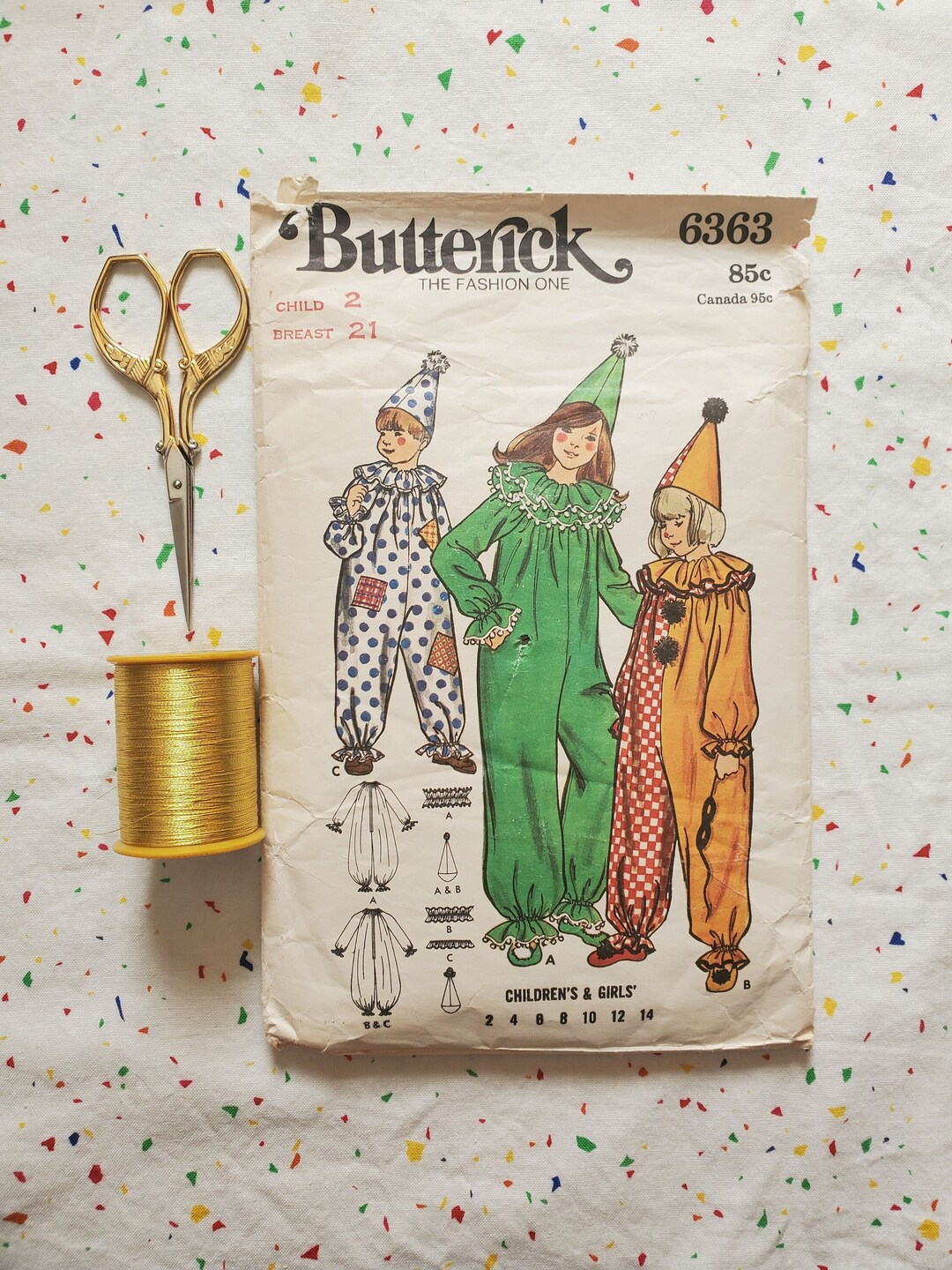 Retro 1970s Butterick Halloween Clown Sewing Pattern for - Etsy