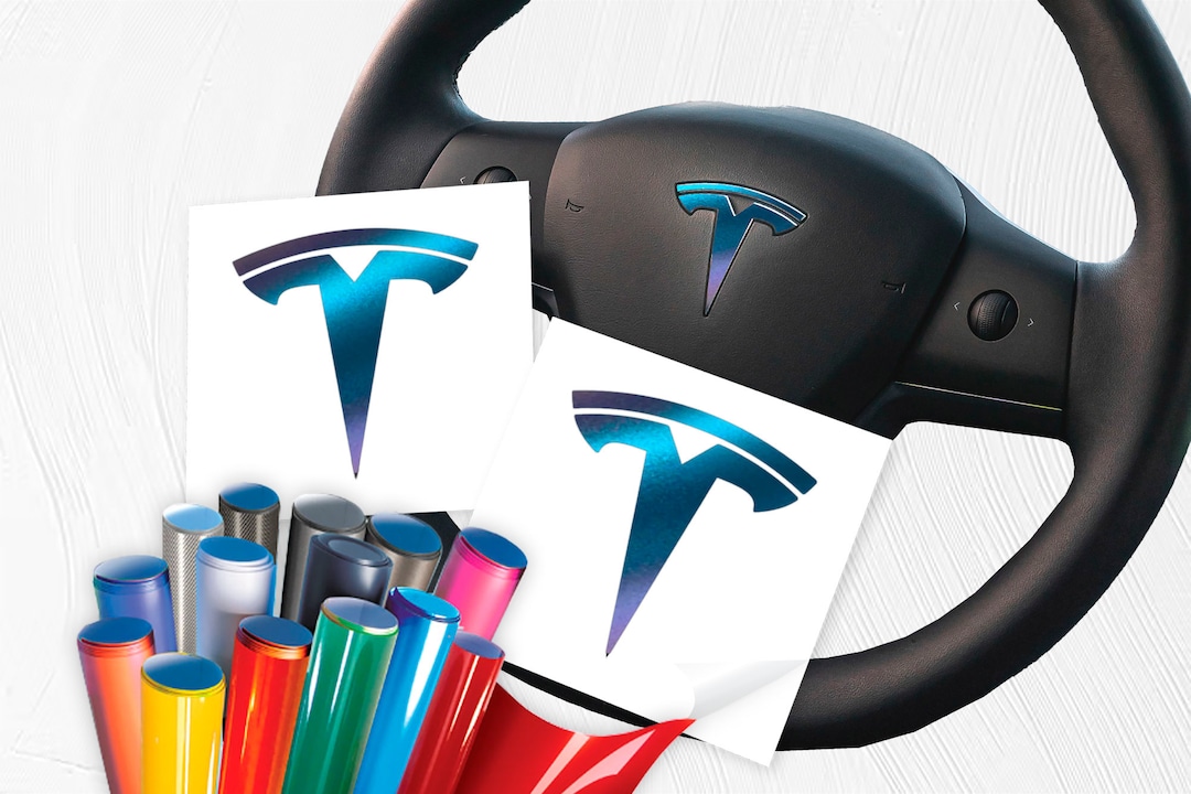 Tesla Model 3/Y 2PCS Steering Wheel Logo Decal Vinyl Sticker - Etsy