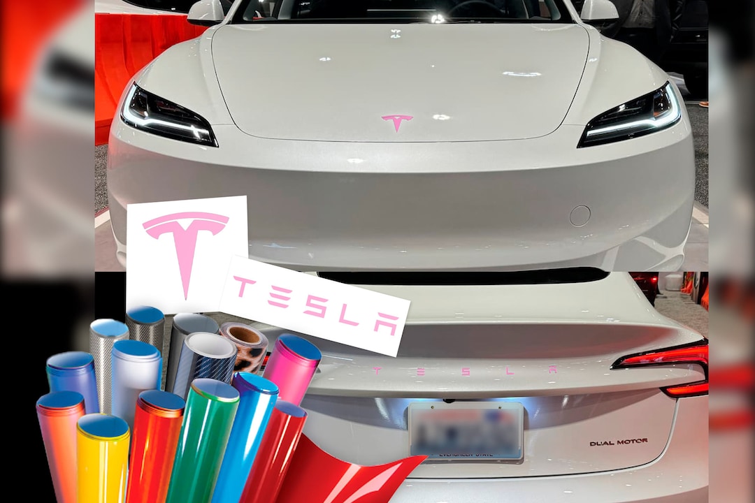 Tesla Model 3 2024 Front and Back Logo Decal Vinyl Wrap - Etsy