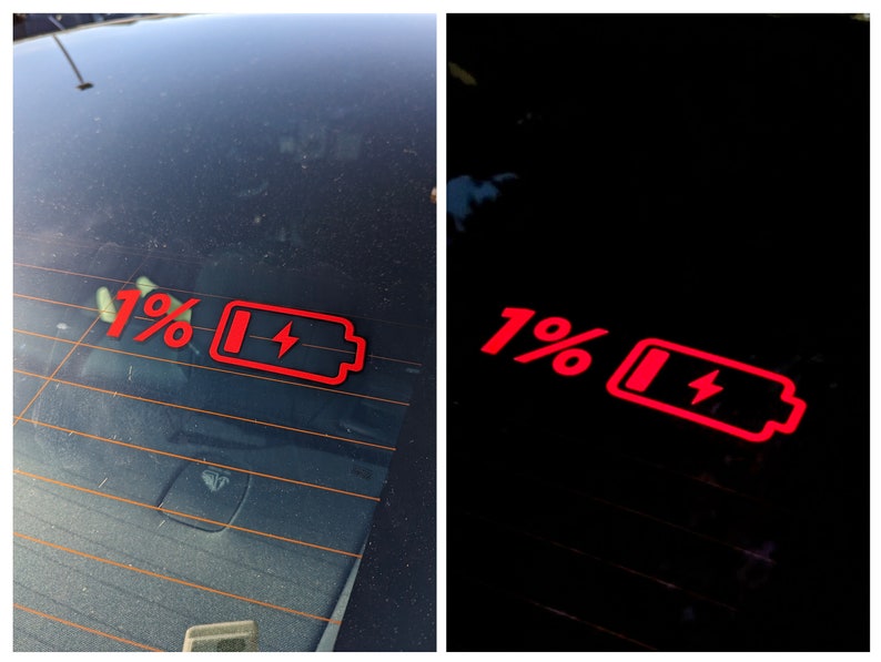 Reflective Low Battery 1% Percent Sticker Decal Vinyl for EV Cars - Etsy