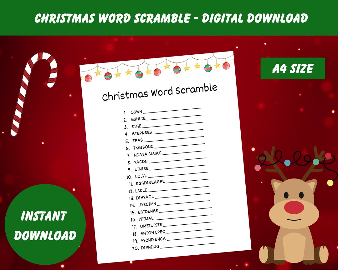 Christmas Word Scramble Christmas Printable Game Office Party Game Word ...