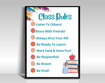 Classroom Rules Poster, Classroom Rules, Classroom Decor, Montessori ...