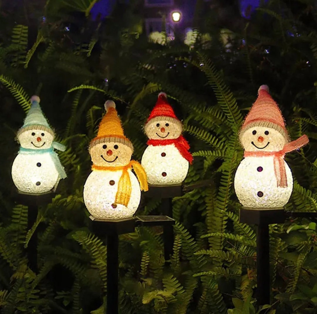 LED Snowman Solar Powered Christmas Decoration Xmas Garden Lawn Yard ...