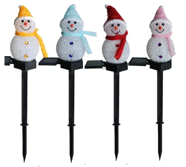 LED Snowman Solar Powered Christmas Decoration Xmas Garden Lawn Yard ...