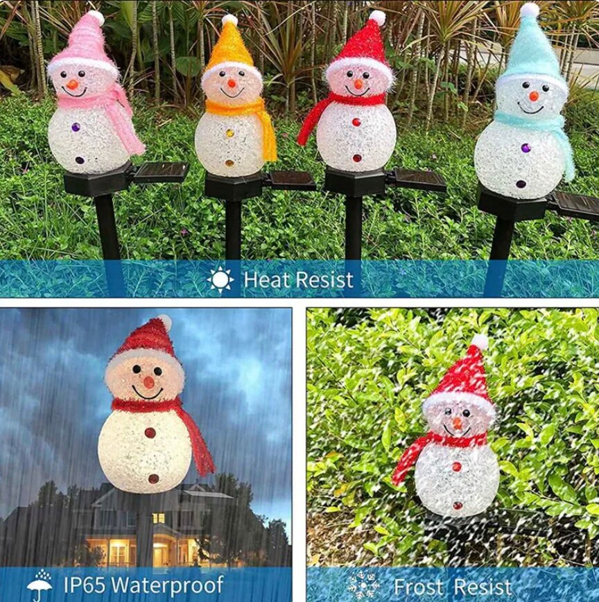 LED Snowman Solar Powered Christmas Decoration Xmas Garden Lawn Yard ...