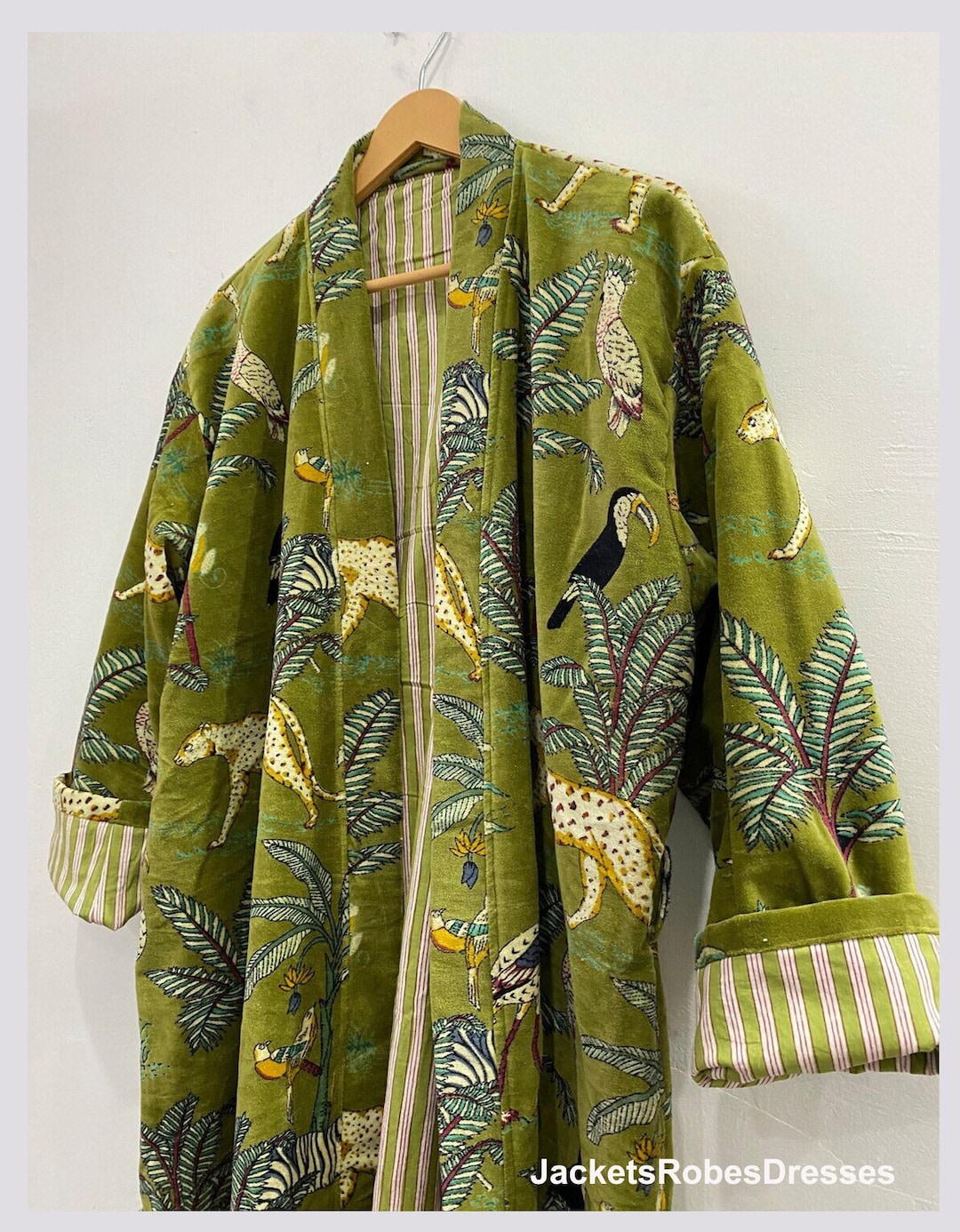 Green Velvet Jacket Coat Kimono Bathrobe Plus Size Robes ,bridesmaid ...