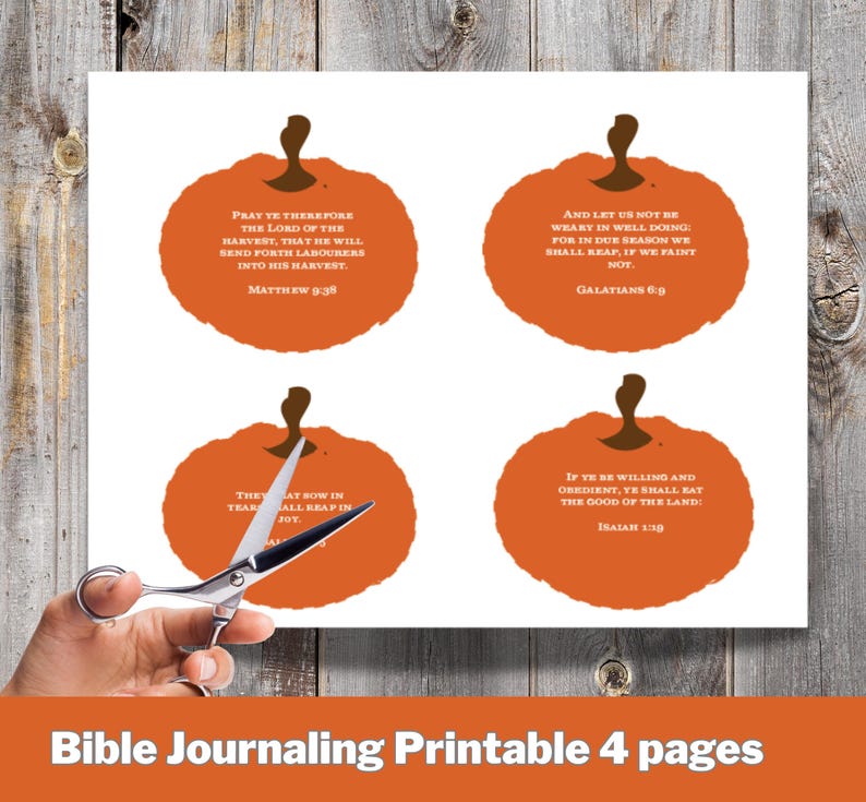 Fall Bible Journaling Printable, Pumpkin Bible Verse Cards, Illustrated ...