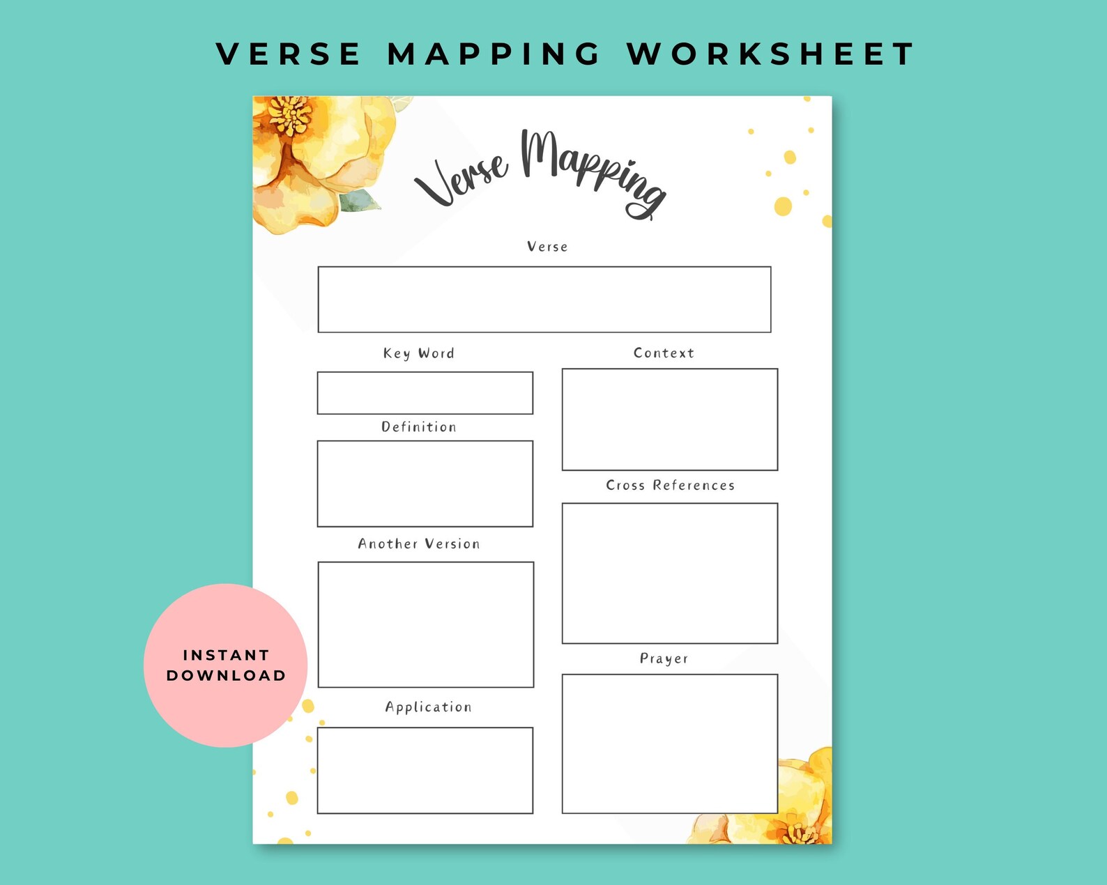 Verse Mapping Sheet, Bible Study Template, Scripture Mapping, Bible ...
