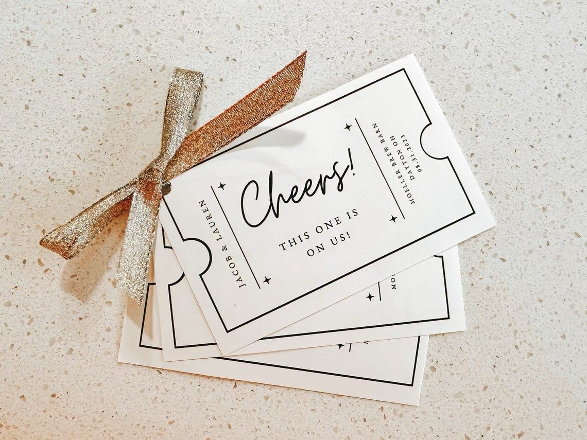 3 STYLES Customizable Drink Tickets for Wedding, Rehearsal Dinner ...
