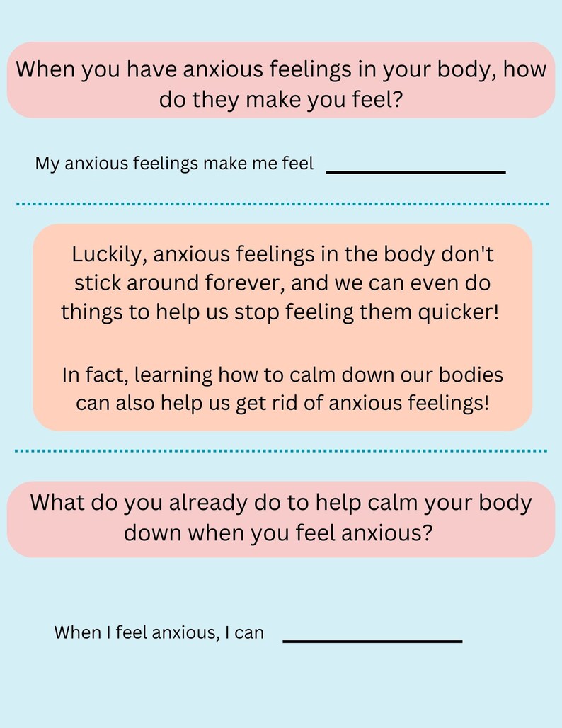 Learn About Anxious Feelings in the Body for Kids: Body Map and Calming ...