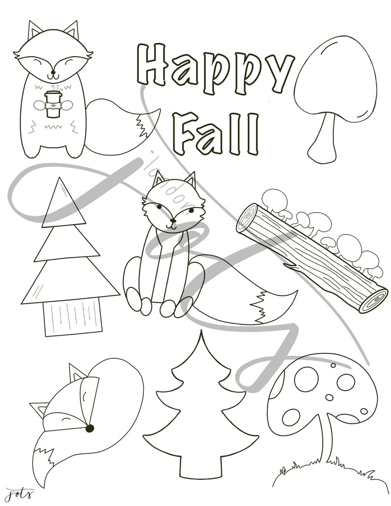 Fall Forrest Coloring Page - Etsy