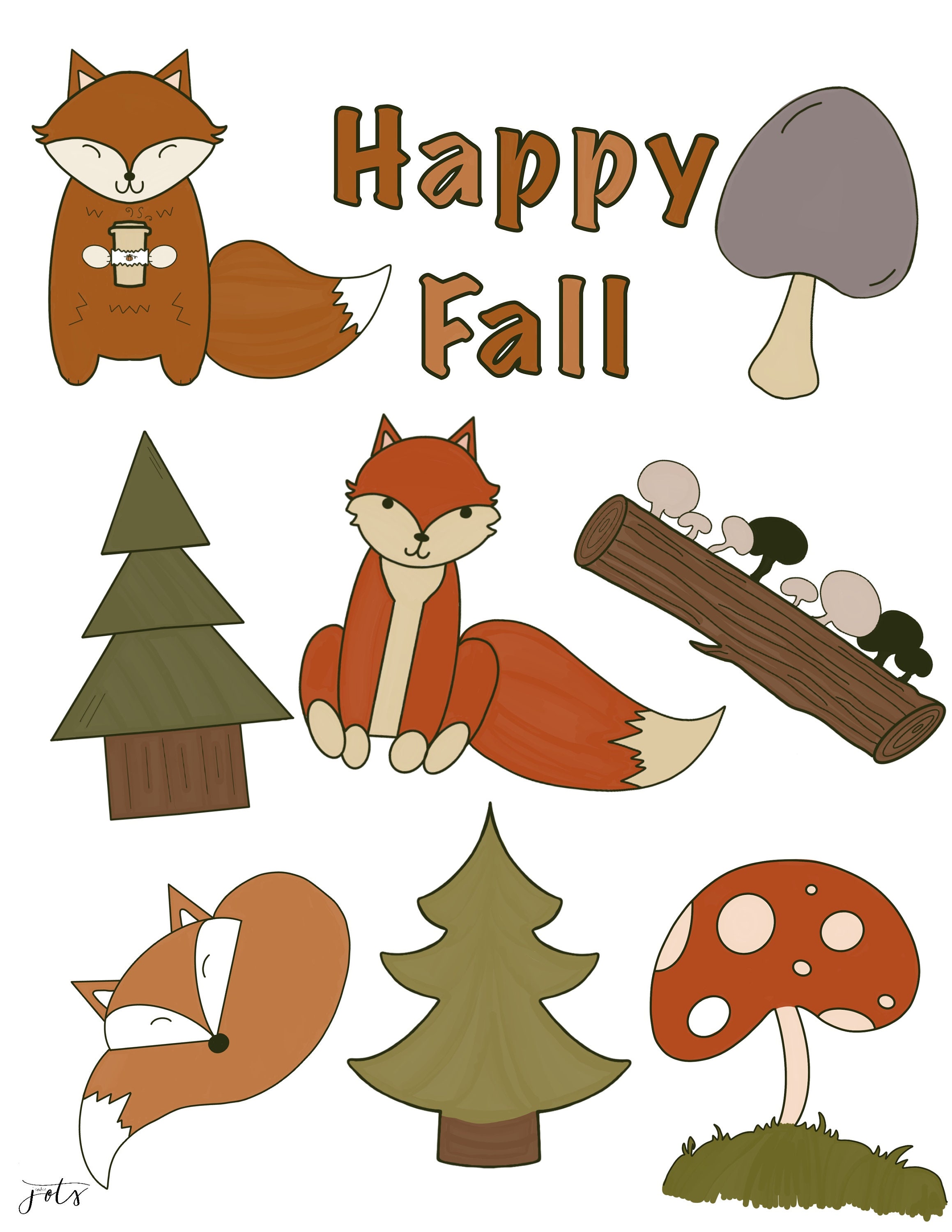Fall Forrest Coloring Page - Etsy