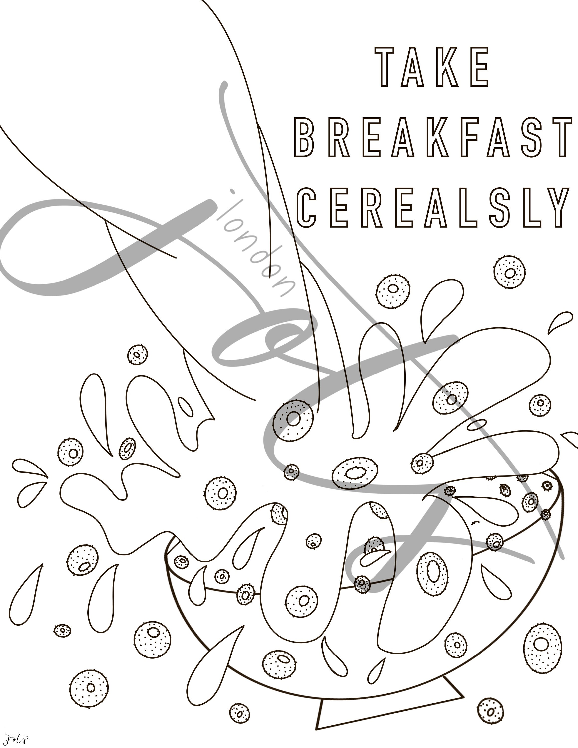 Cereal Coloring Page - Etsy
