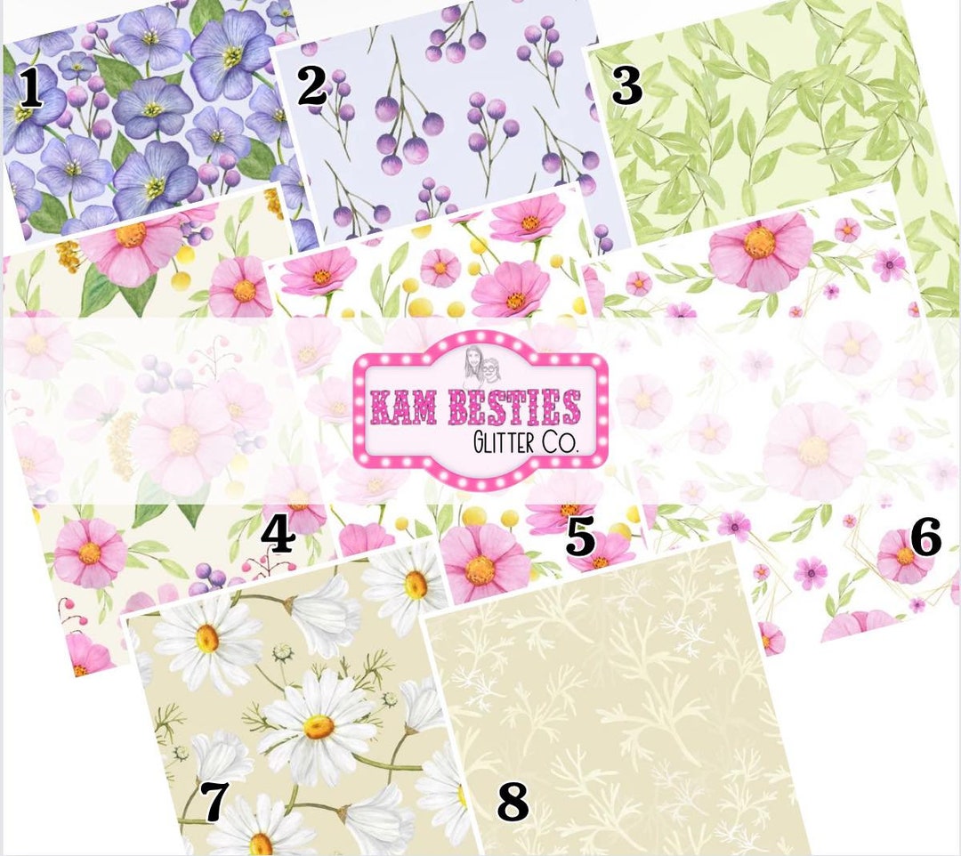 Spring Pastel Blooms Floral Printed Patterned Vinyl Permanent Adhesive ...