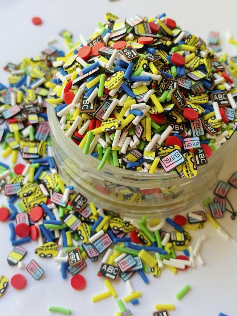 School Time Mix Eraser Pencil Bus Slime Polymer Clay Slice - Etsy