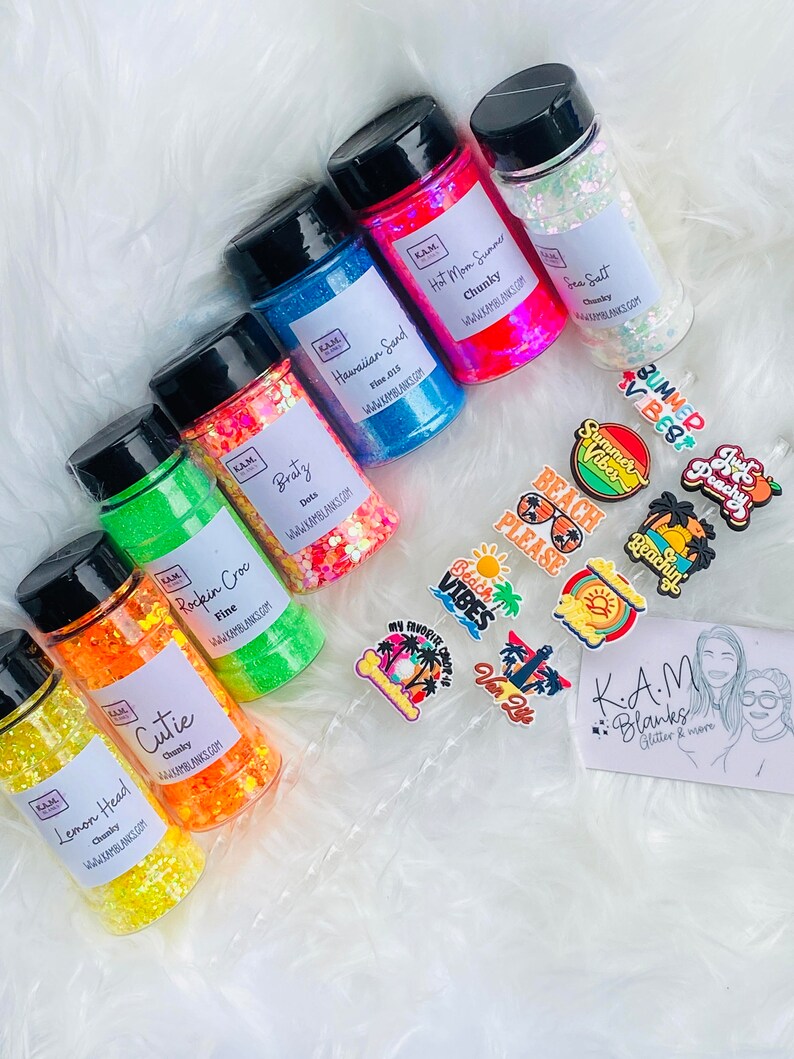 Summer Vibes Beach Straw Charm Straw Toppers Focal Stocking Stuffer Cup ...