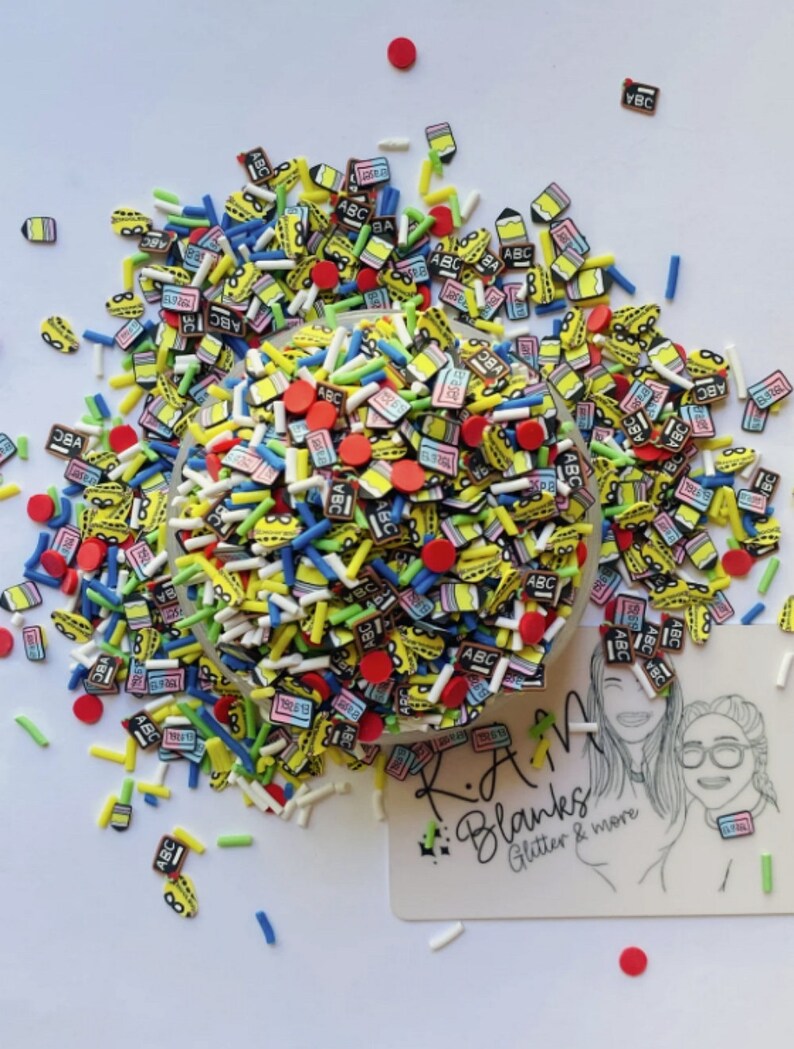 School Time Mix Eraser Pencil Bus Slime Polymer Clay Slice - Etsy