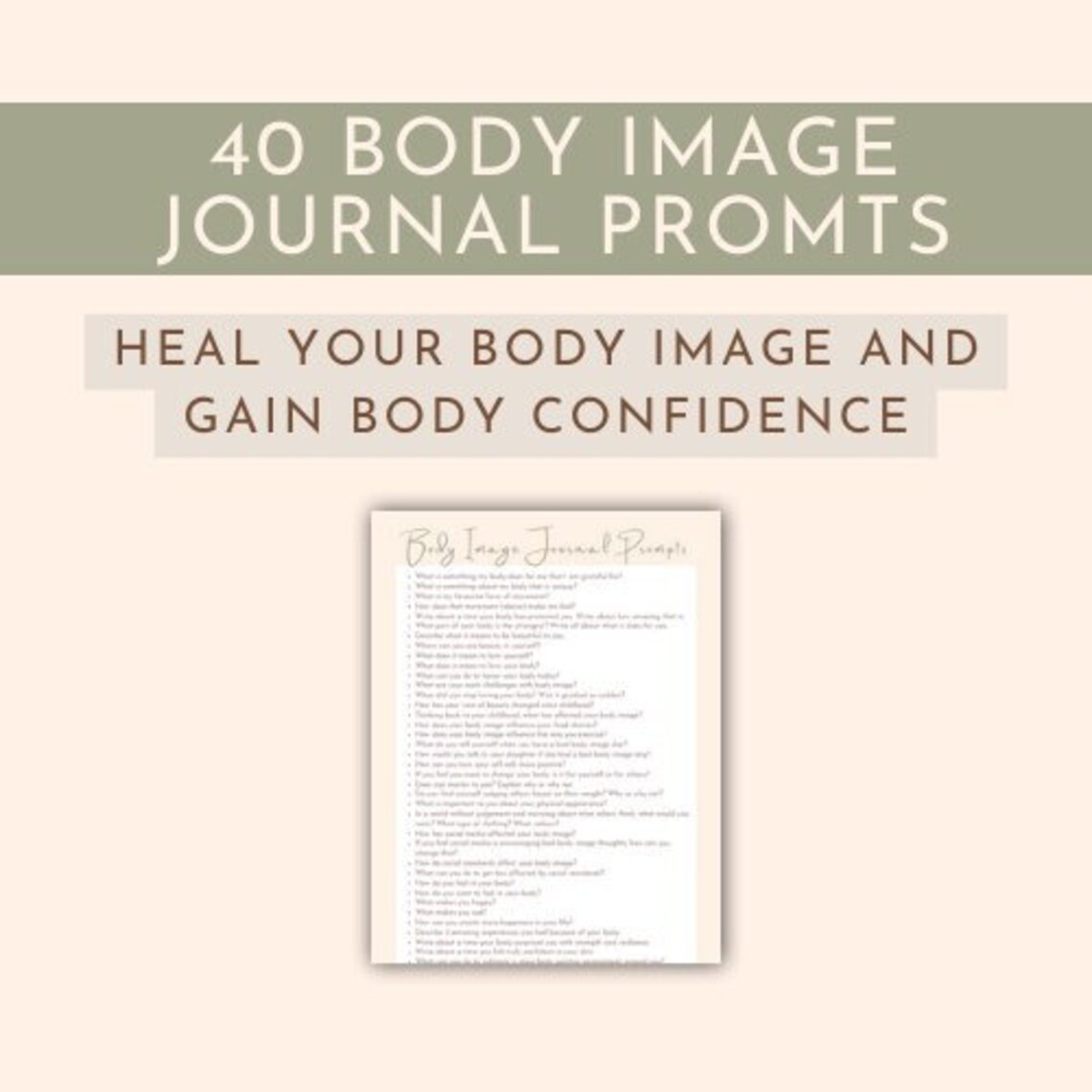40 Body Image Journal Prompts, Body Confidence, Healing, Mindset ...