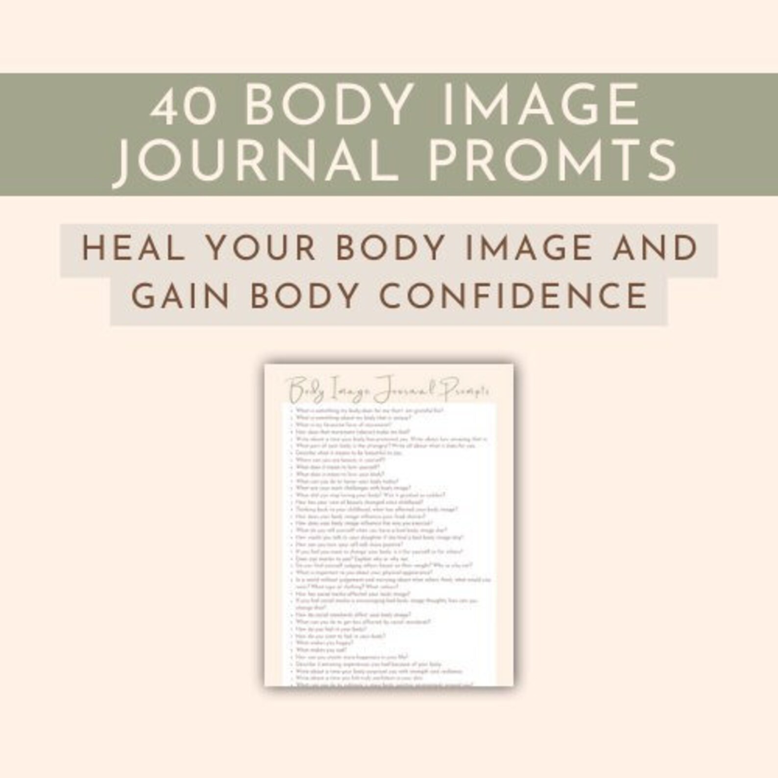 40 Body Image Journal Prompts, Body Confidence, Healing, Mindset ...
