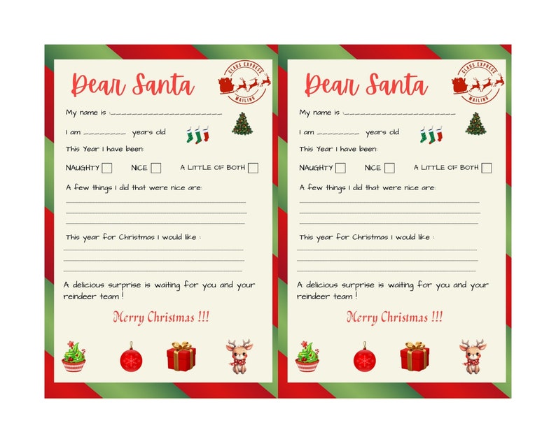 Letter to Santa, Kids Letter to Santa, Printable Letter to Santa, Kids ...