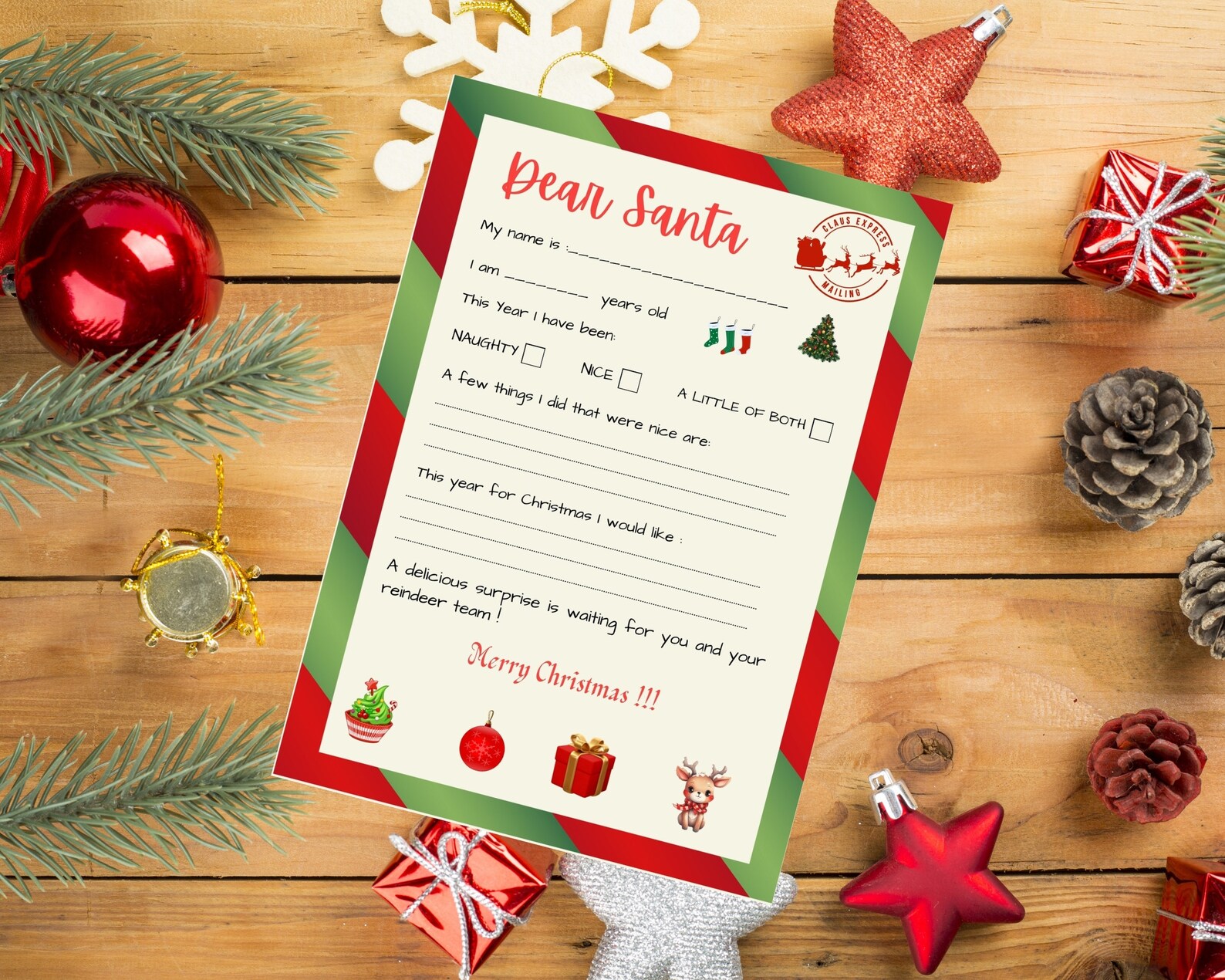 Letter to Santa, Kids Letter to Santa, Printable Letter to Santa, Kids ...