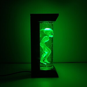 Alien in Stasis Tank, Green LED Lamp, Extra Terrestrial Figure, Area-51 ...