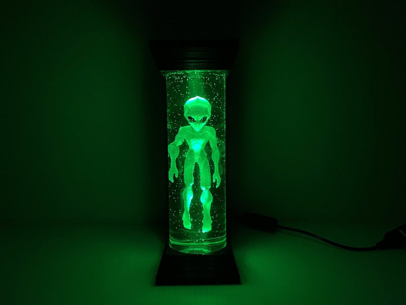 Alien in Stasis Tank, Green LED Lamp, Extra Terrestrial Figure, Area-51 ...