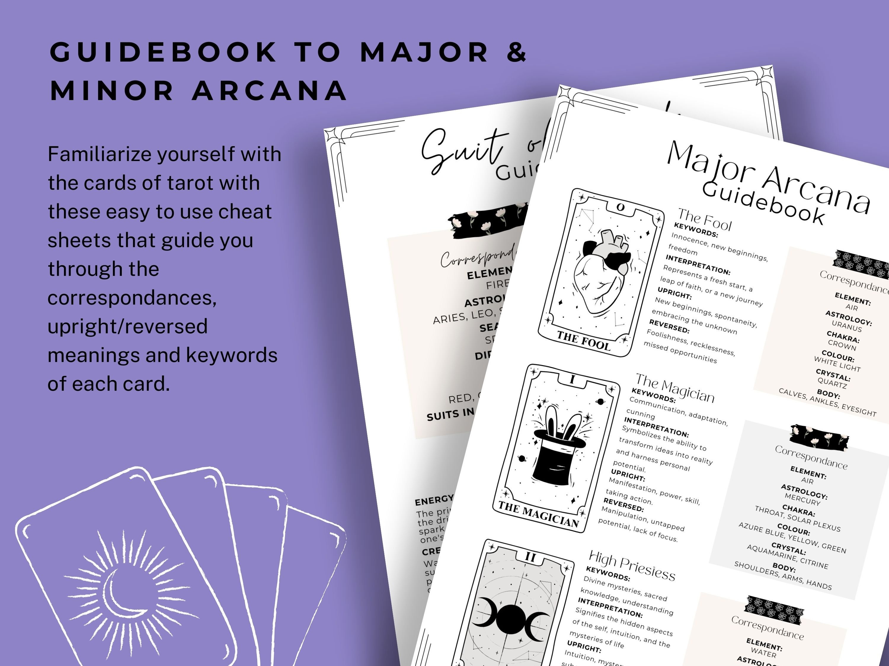 Tarot Cheat Sheet Printable, Printable Tarot Guide, Tarot Journal ...