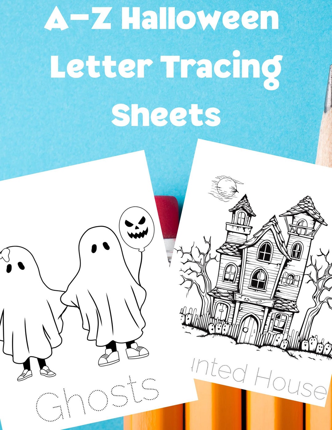 A-Z Halloween Line Tracing Coloring Sheets Digital Download - Etsy