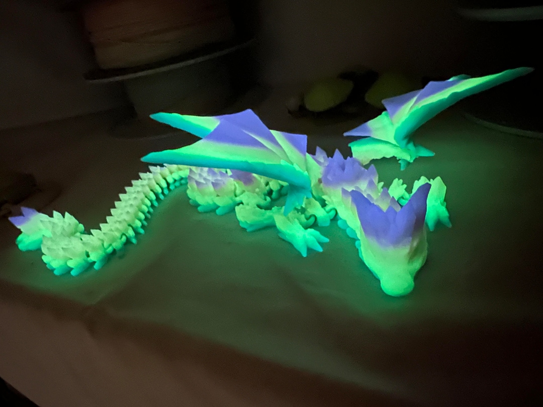 Articulating Wolf Dragon 3D Printed Large 18 Inch Fidget Rainbow Glow ...
