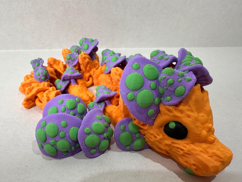 Articulating Mushroom Dragon – 9" 3D Printed Fantasy Creature – Glow ...