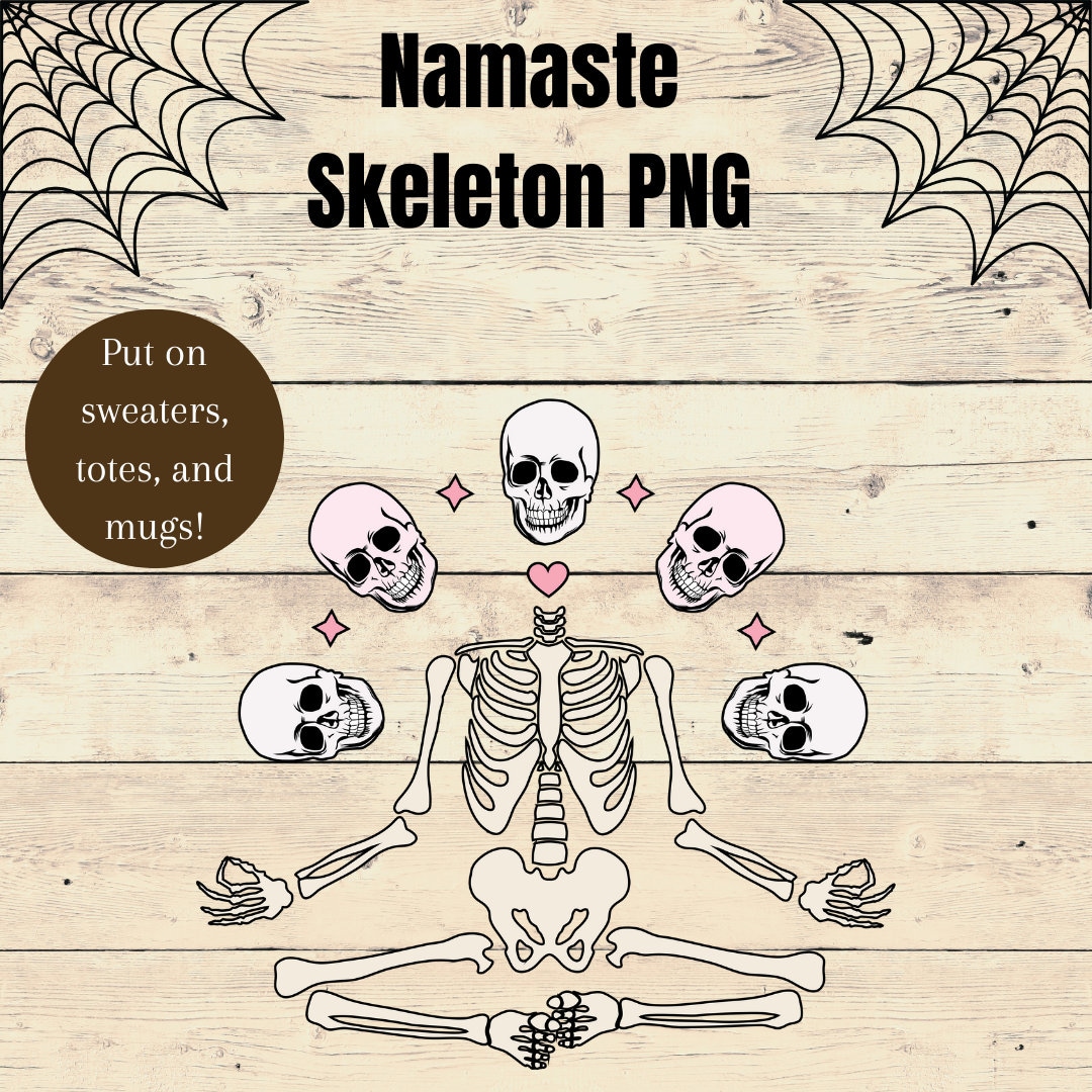 Namaste Skeleton PNG, Skeleton Halloween PNG, Trendy Halloween PNG - Etsy