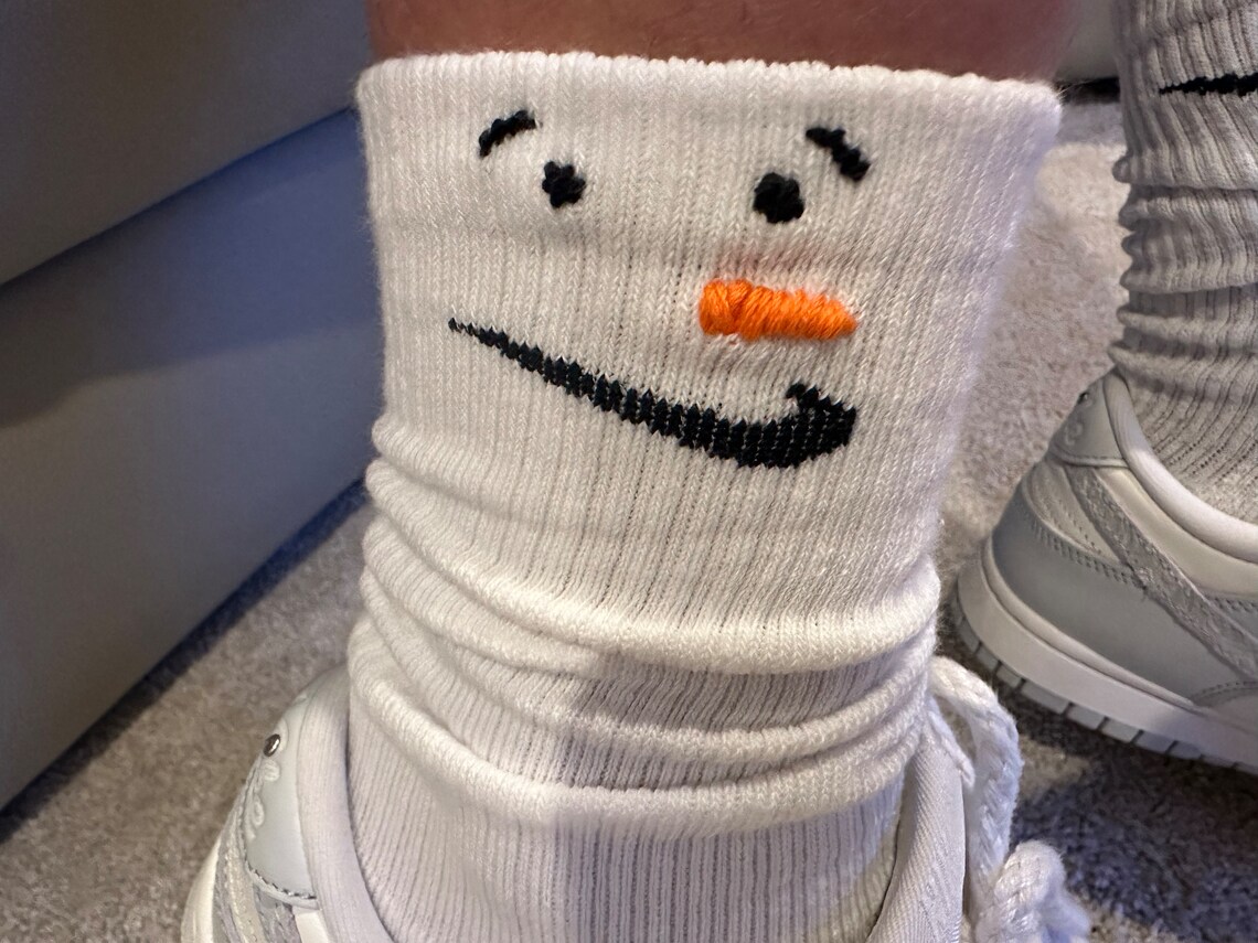 Nike Snowman Embroidered Socks - Etsy