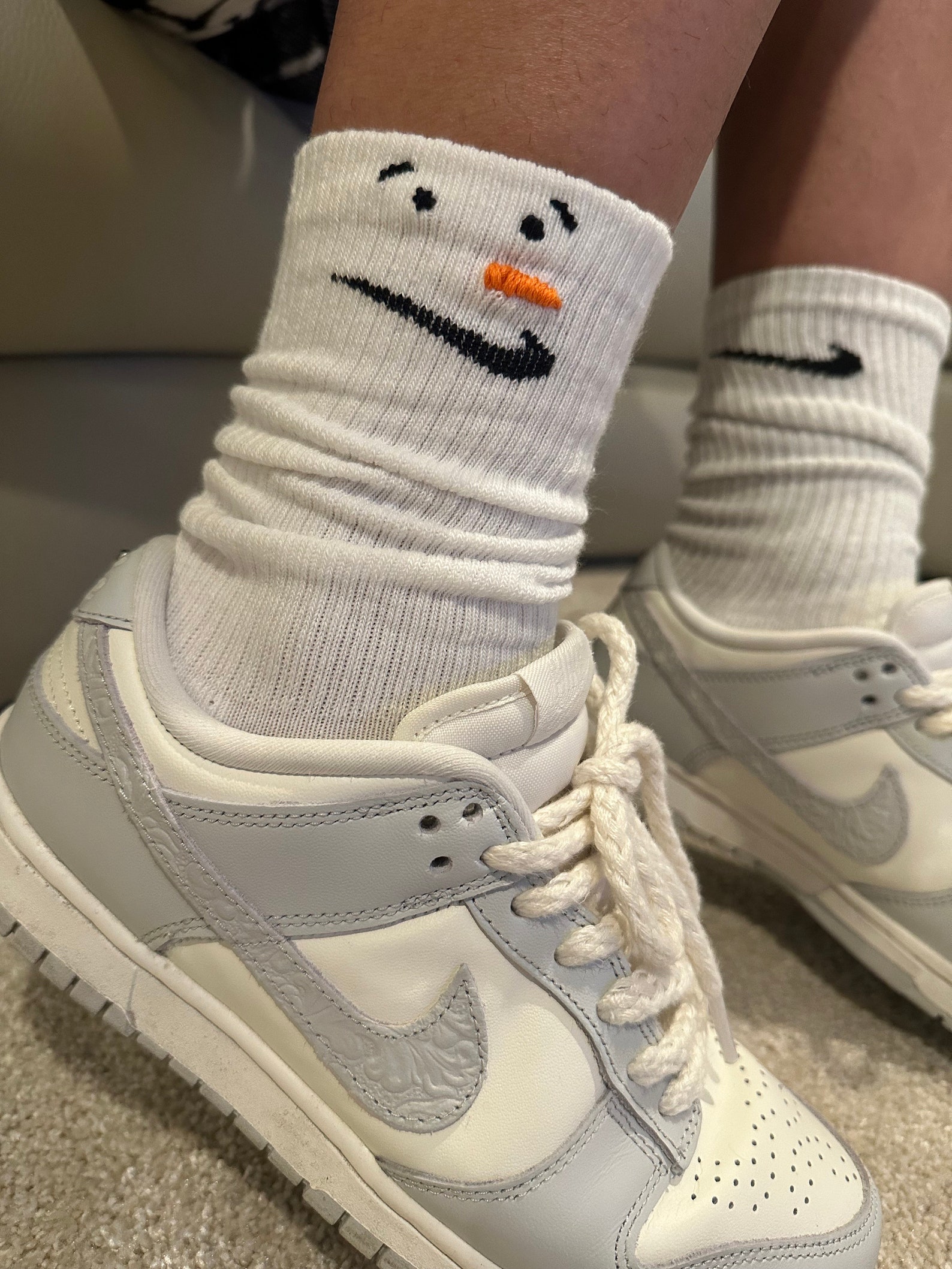 Nike Snowman Embroidered Socks - Etsy