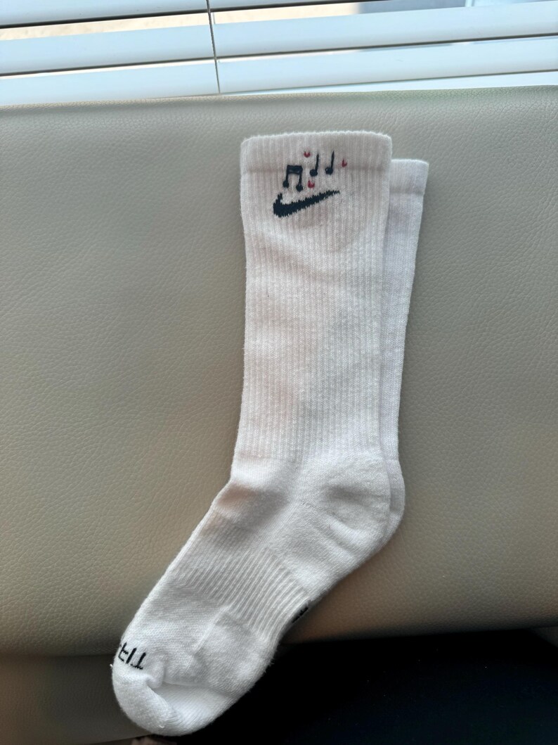Nike Music Notes Embroidered Socks - Etsy