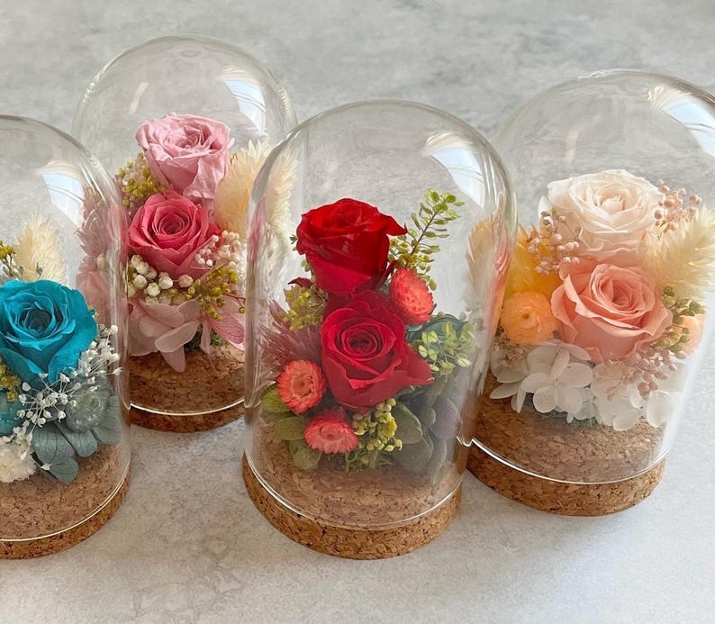 Personalized Message Preserved Rose Glass Dome, Birthday, Wedding ...
