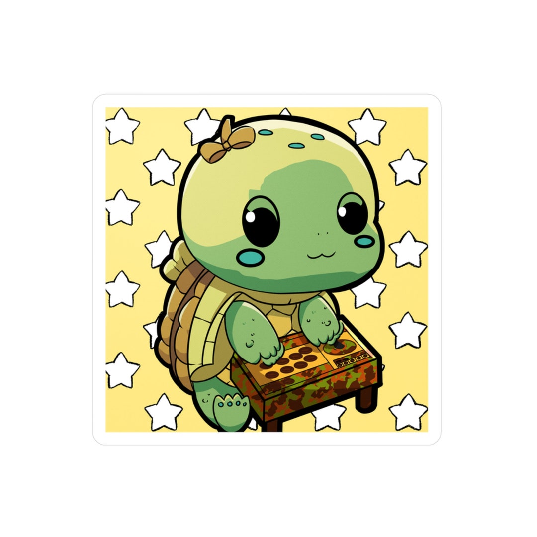 Cute Turtle Playing A Game Kiss-cut Vinyl Decals Sticker - Etsy