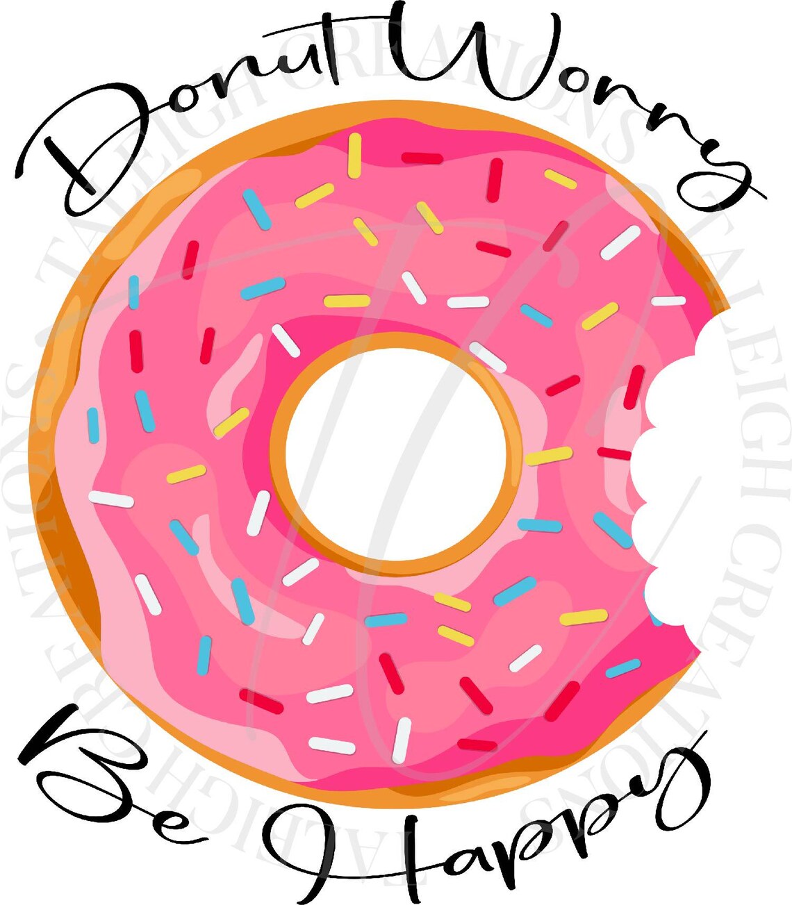 Donut Worry Be Happy - 5 Versions - PNG Digital Image Only - Etsy