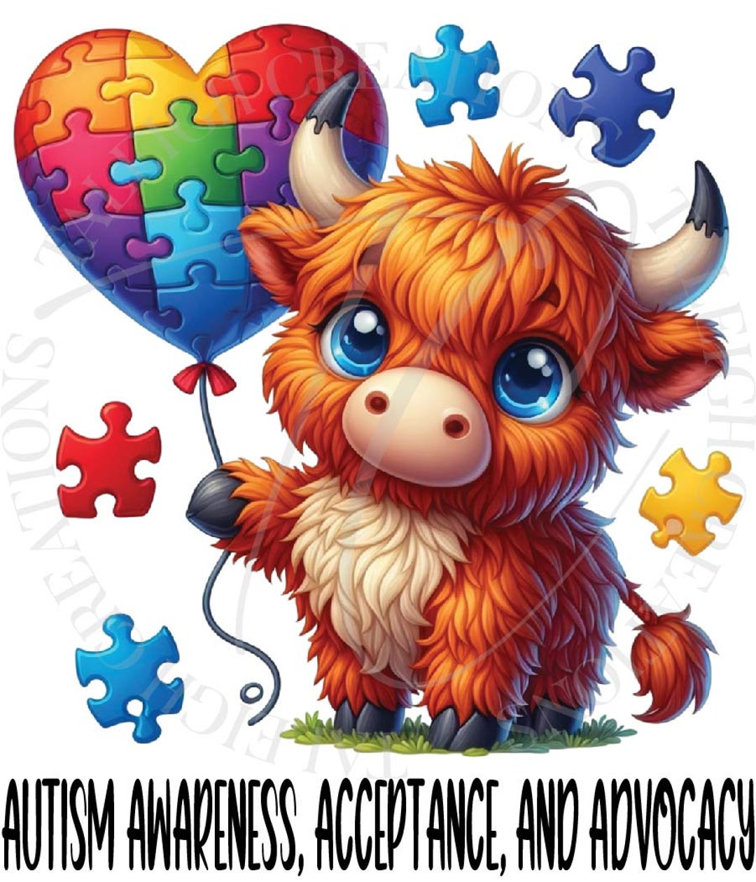 Autism Awareness, Autism Acceptance, Autism Advocacy, Highland Cow, PNG ...